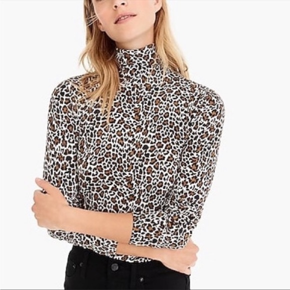 J. Crew | Tops | J Crew Leopard Print Tissue Turtleneck | Poshmark